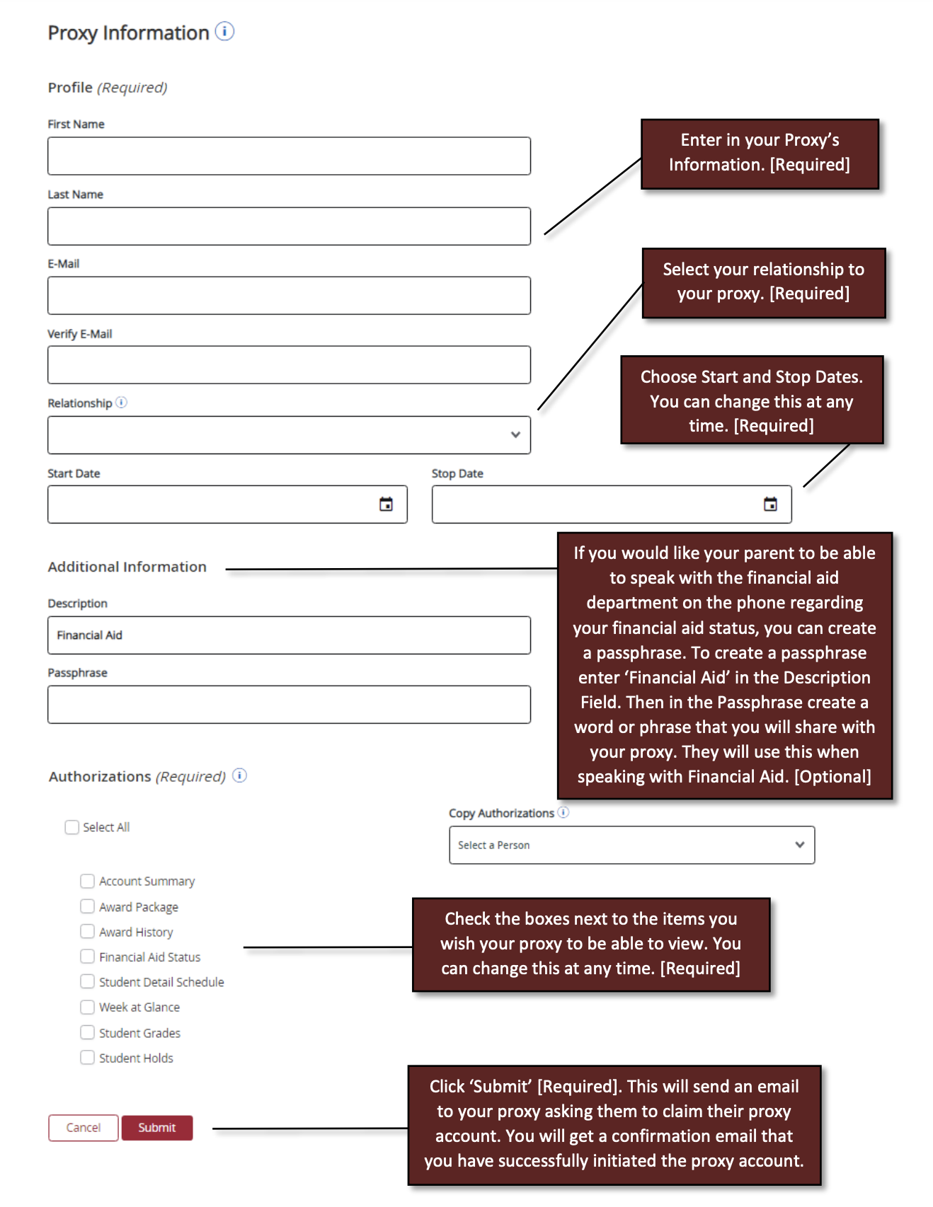 Creating a UIndy Parent/Guardian Proxy Account - University of Indianapolis