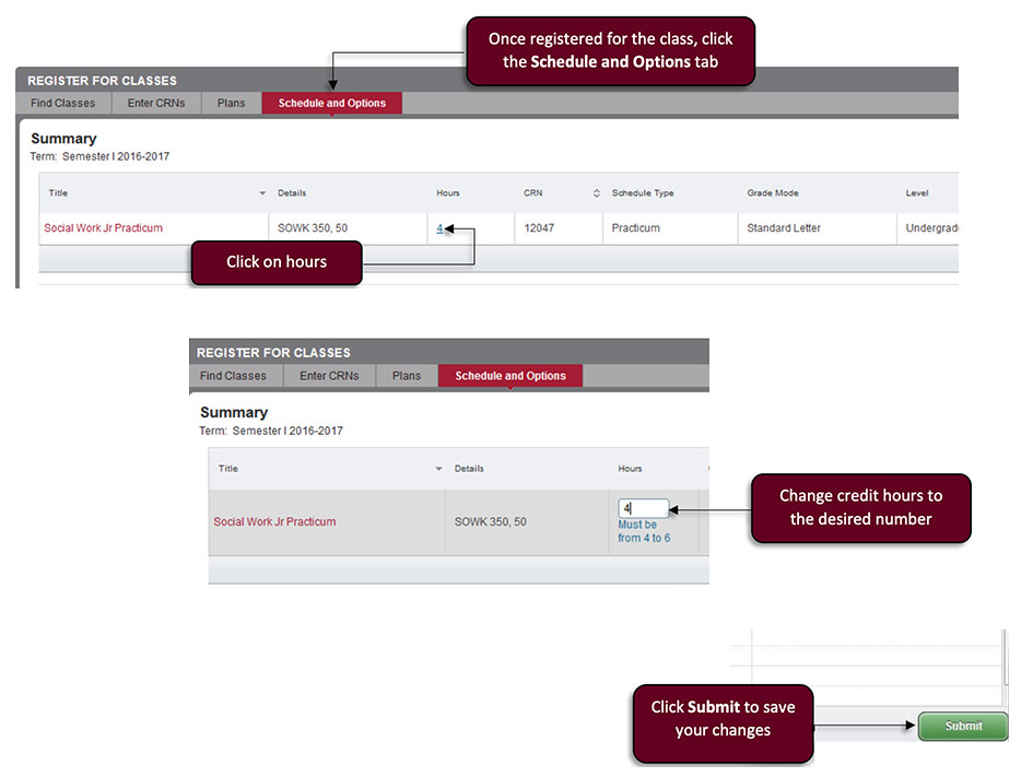 How to Adjust Credit Hours for a Variable Credit Class - UIndy